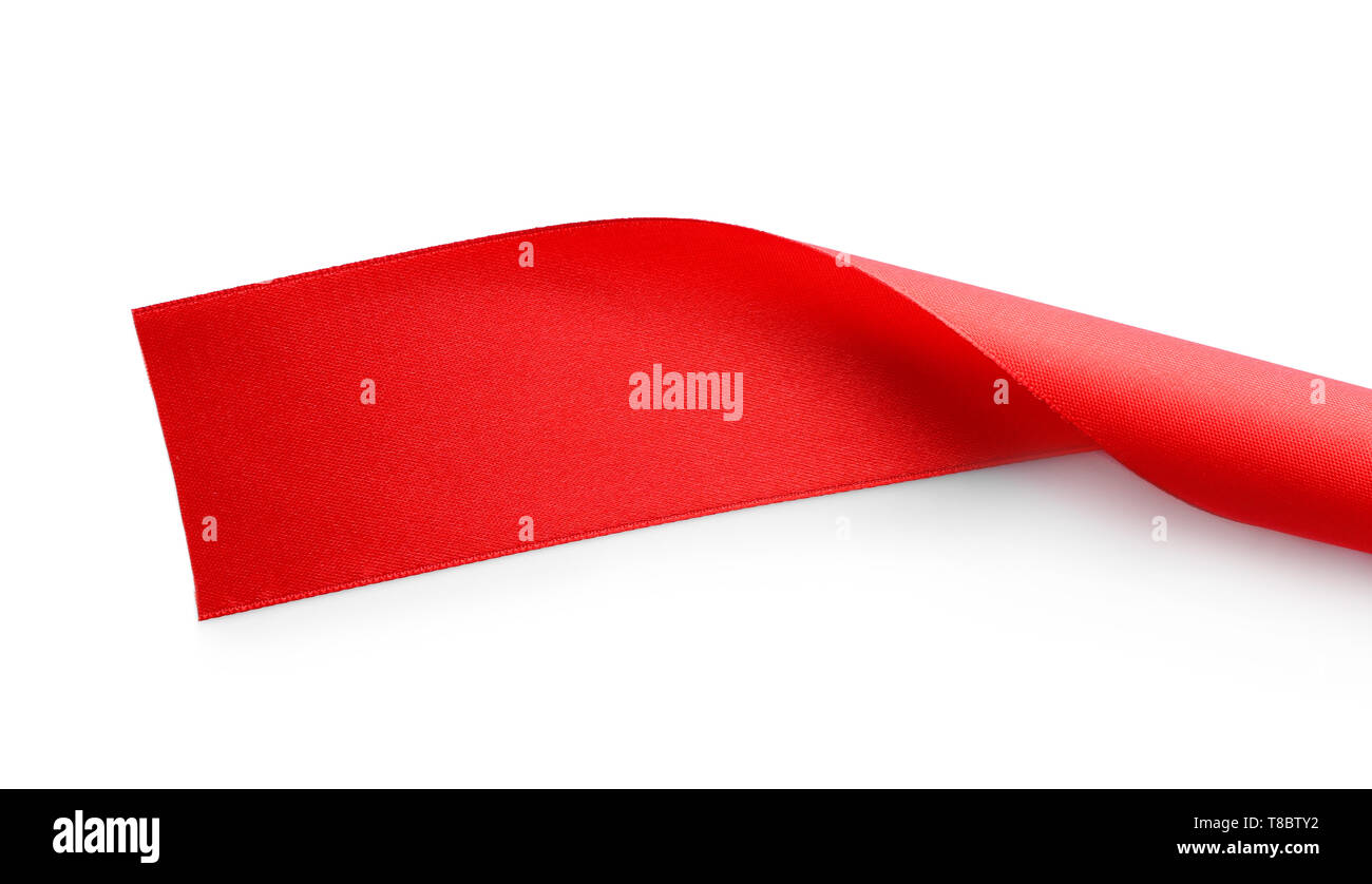 Red ribbon on white background Stock Photo - Alamy