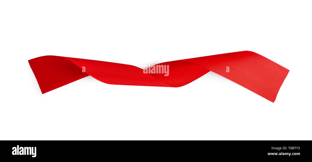 Red ribbon on white background Stock Photo - Alamy