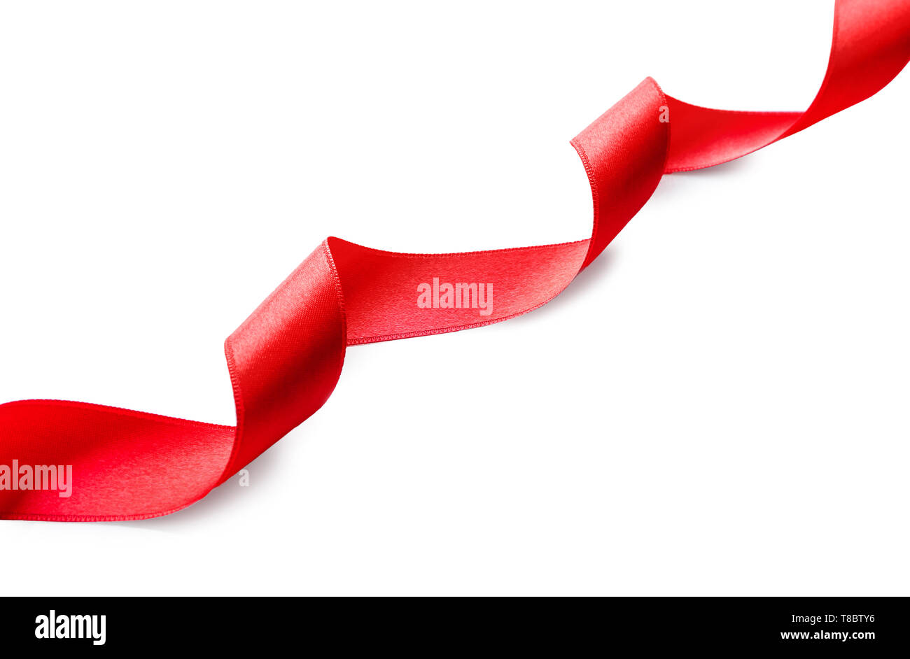 Red ribbon on white background Stock Photo - Alamy