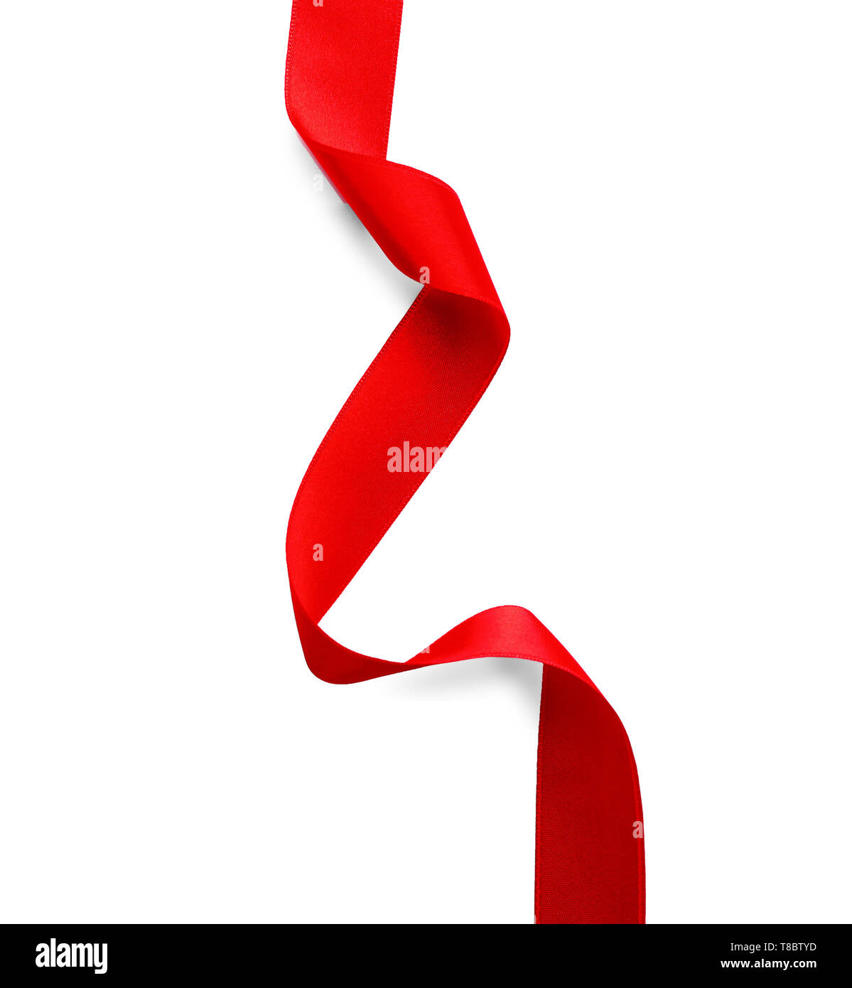 Red ribbon on white background Stock Photo - Alamy