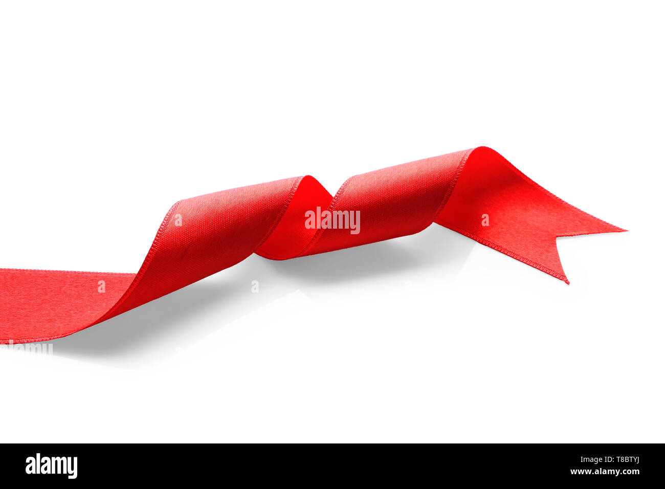 Red ribbon on white background Stock Photo - Alamy
