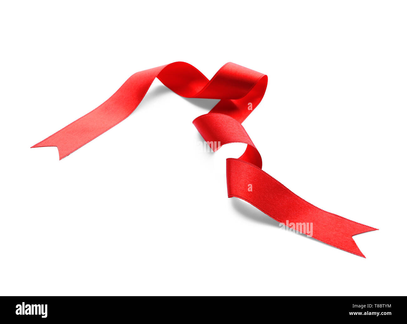 Red ribbon on white background Stock Photo - Alamy
