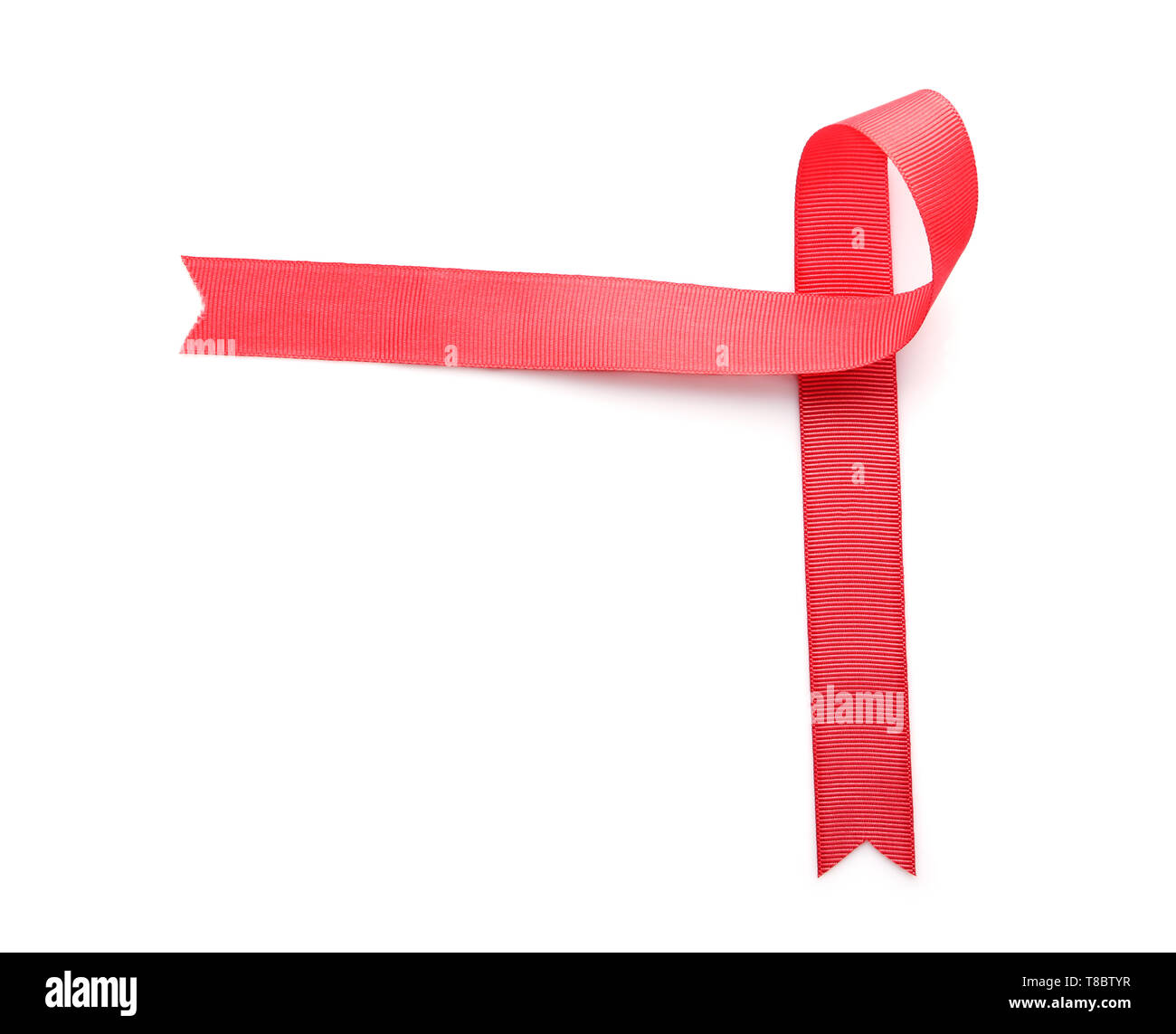 Red ribbon on white background Stock Photo - Alamy