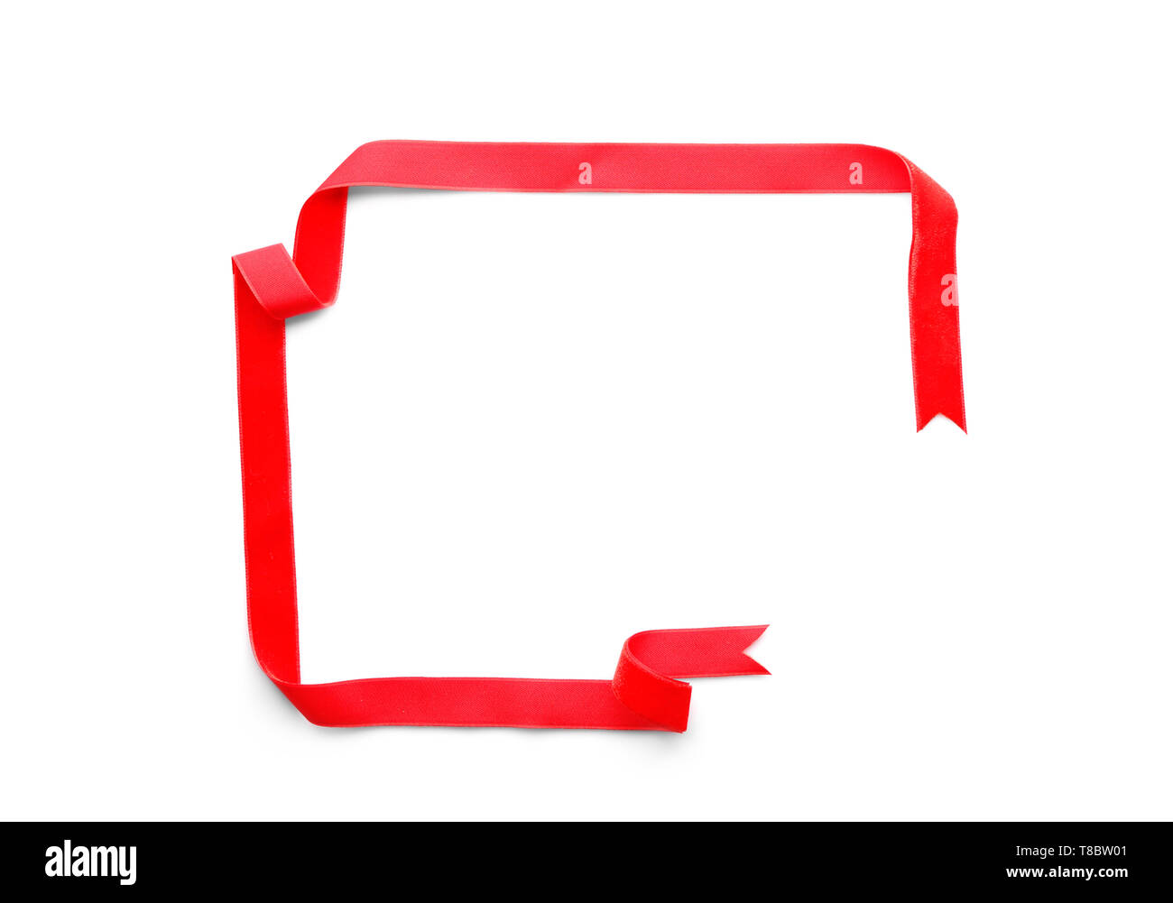 Red ribbon on white background Stock Photo - Alamy
