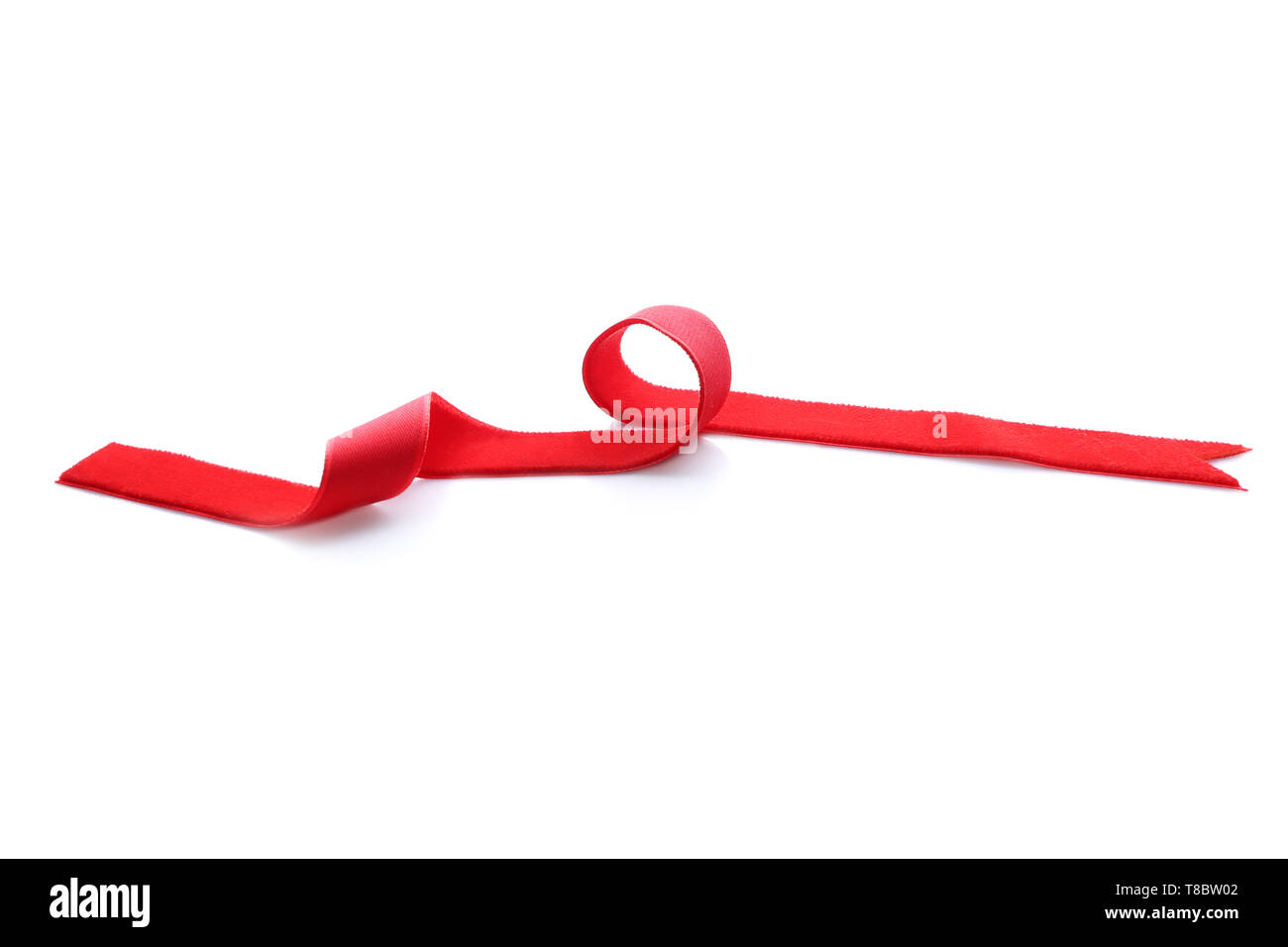 Red ribbon on white background Stock Photo - Alamy