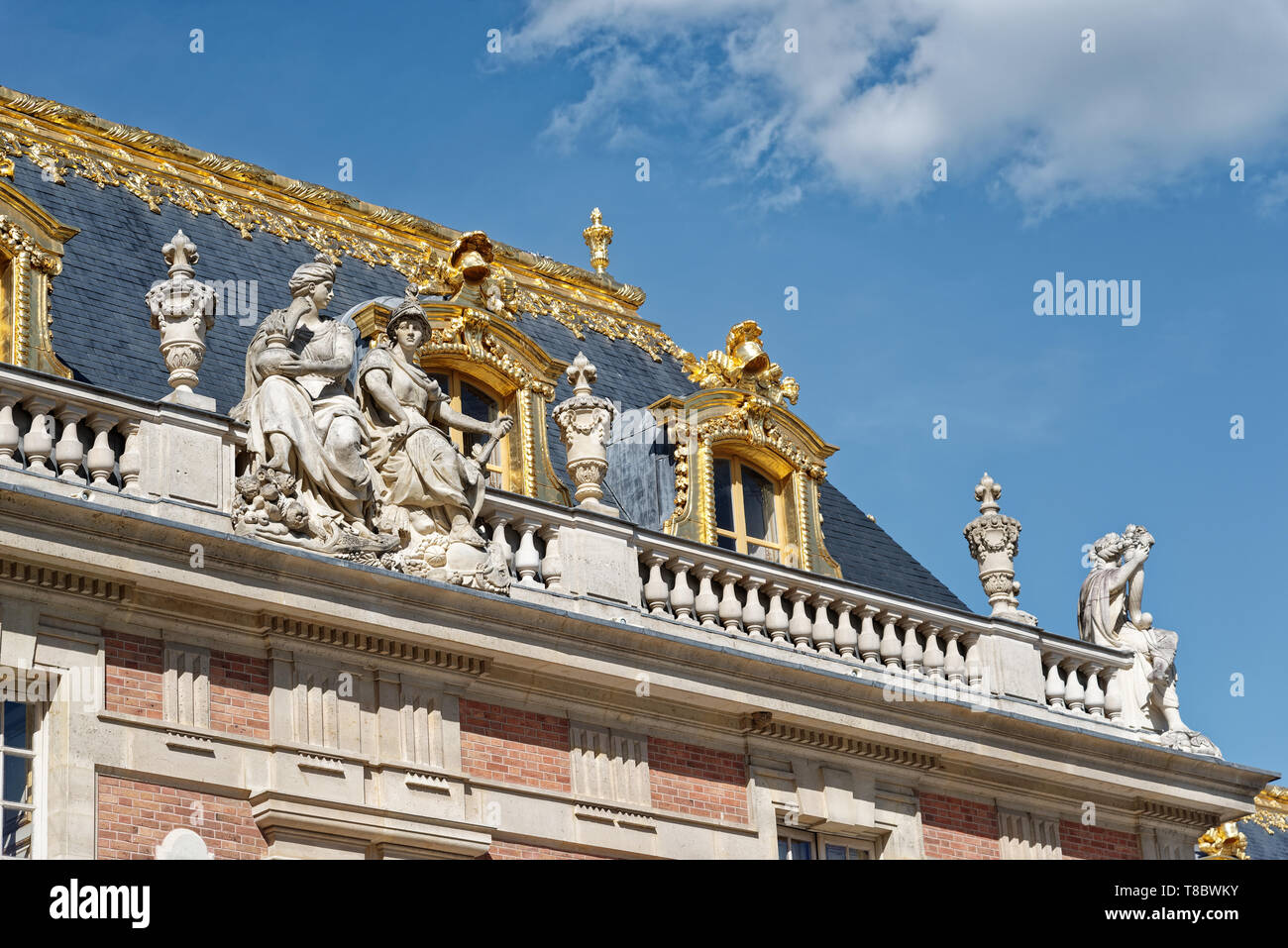 Versailles, France - august 6 2017 : details of the roof of the palace ...