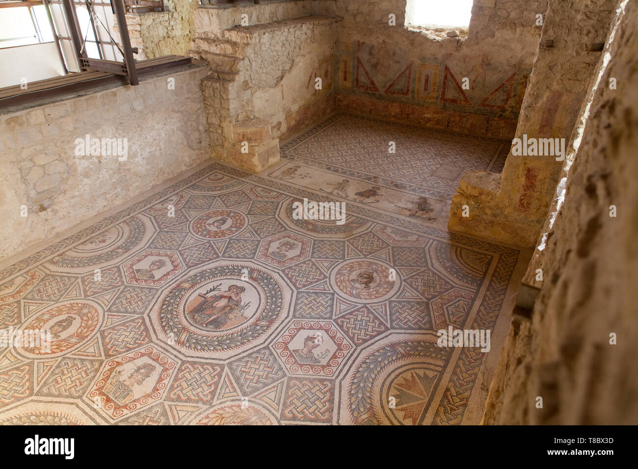 Cupid and Psyche, the central panel of a mosaic in a cubiculum at the ...