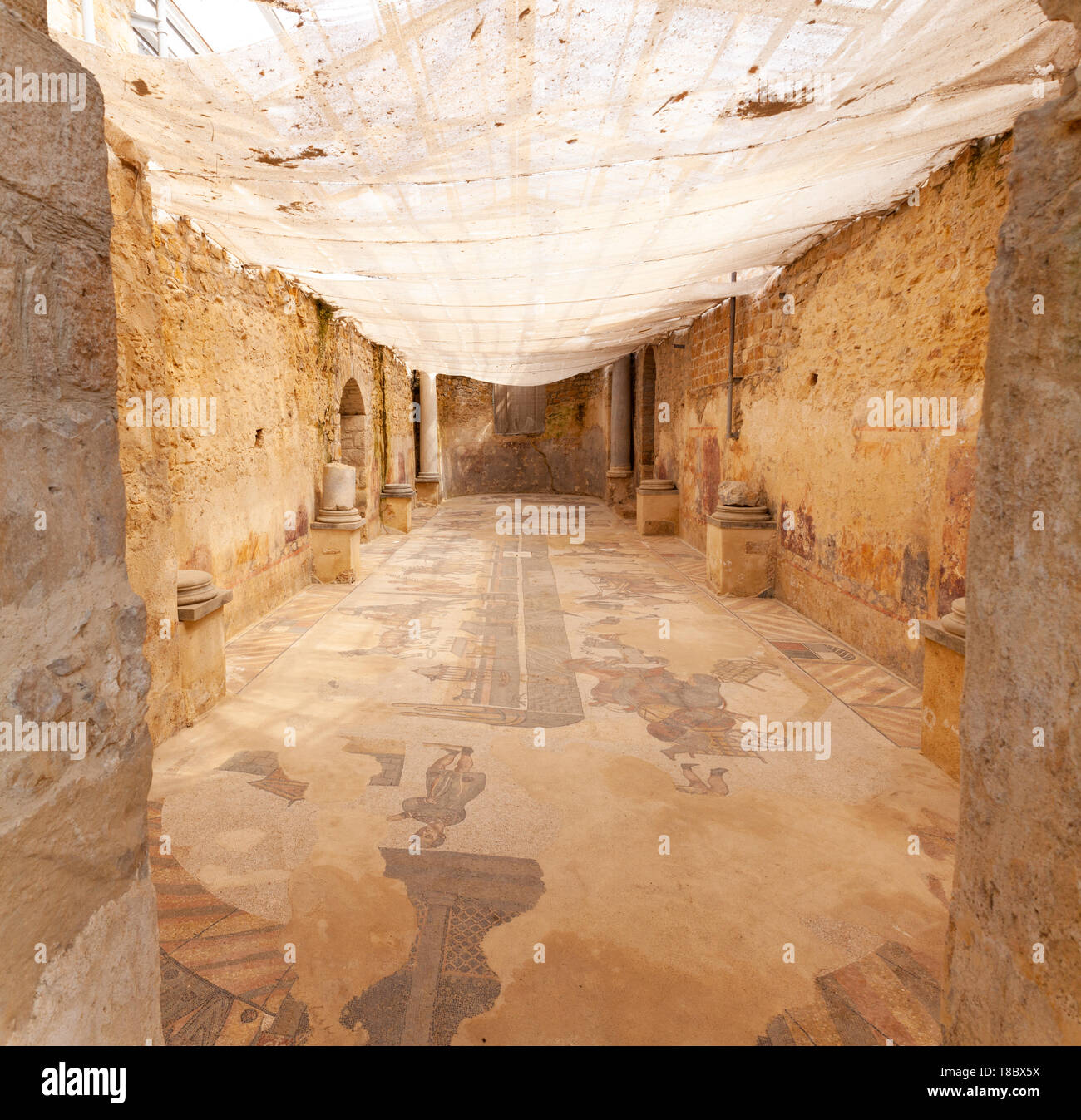 Two-apse room, of the Villa Romana del Casale, designated as a UNESCO ...
