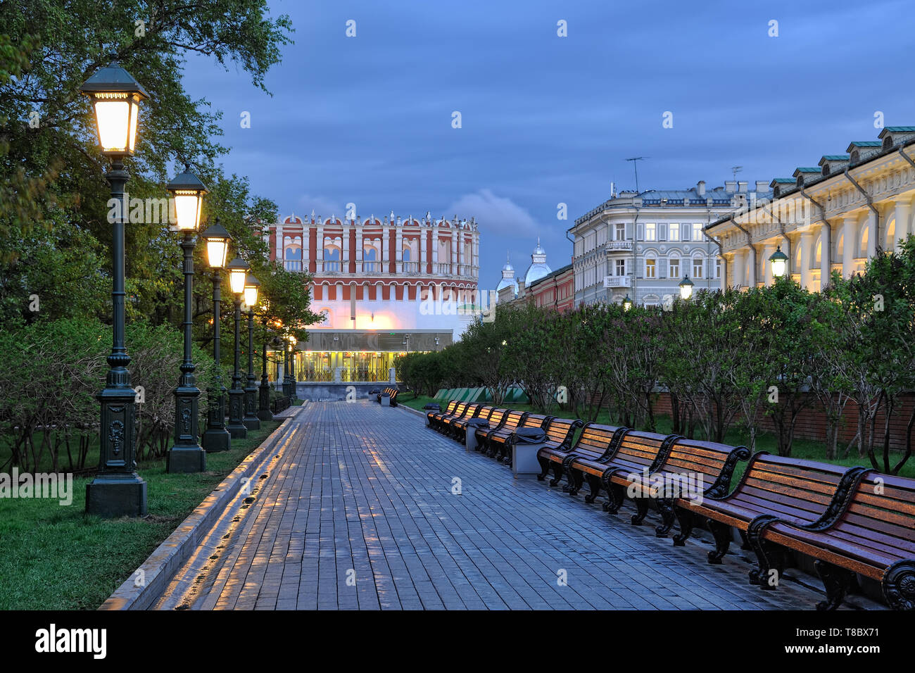 = Illuminated Alley in Morning Twilight = Illuminated by old-style ...