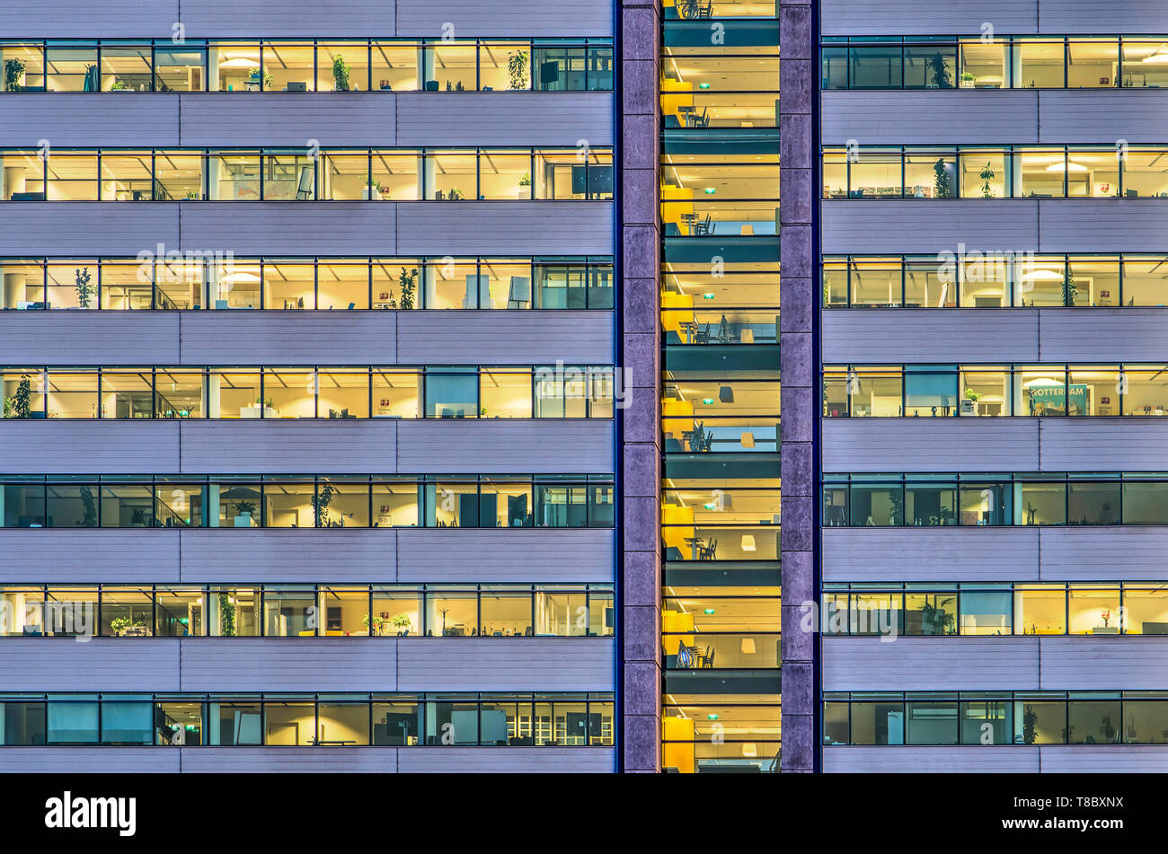 Rotterdam, The Netherlands, February 15, 2019: sction of the facade of ...