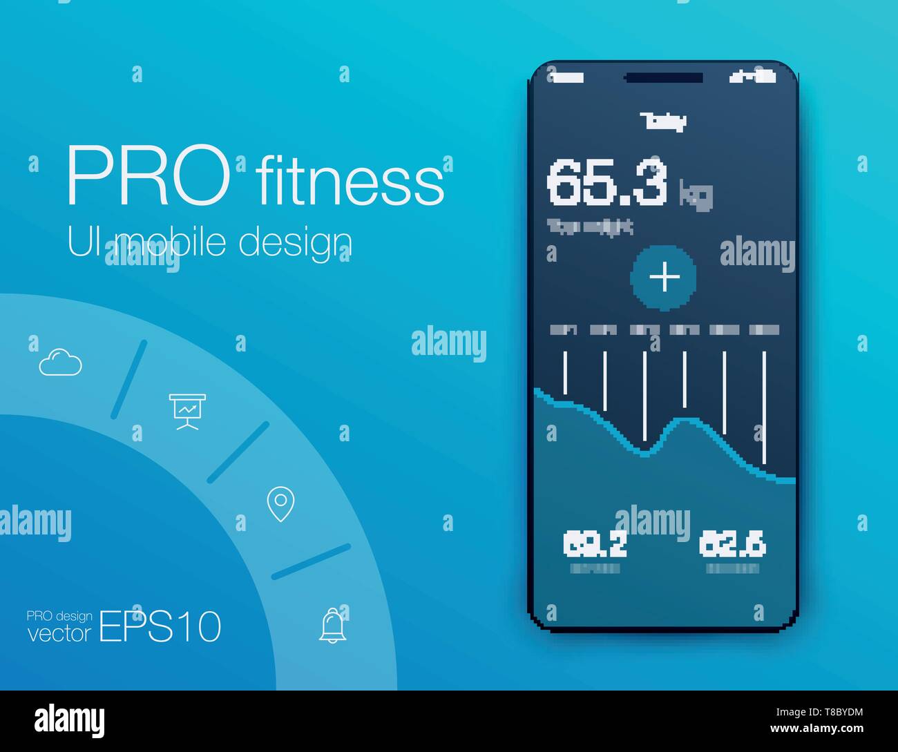 User interface with infographics with charts and graphs in flat design ...