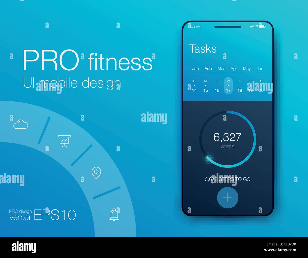 User interface with infographics with charts and graphs in flat design ...