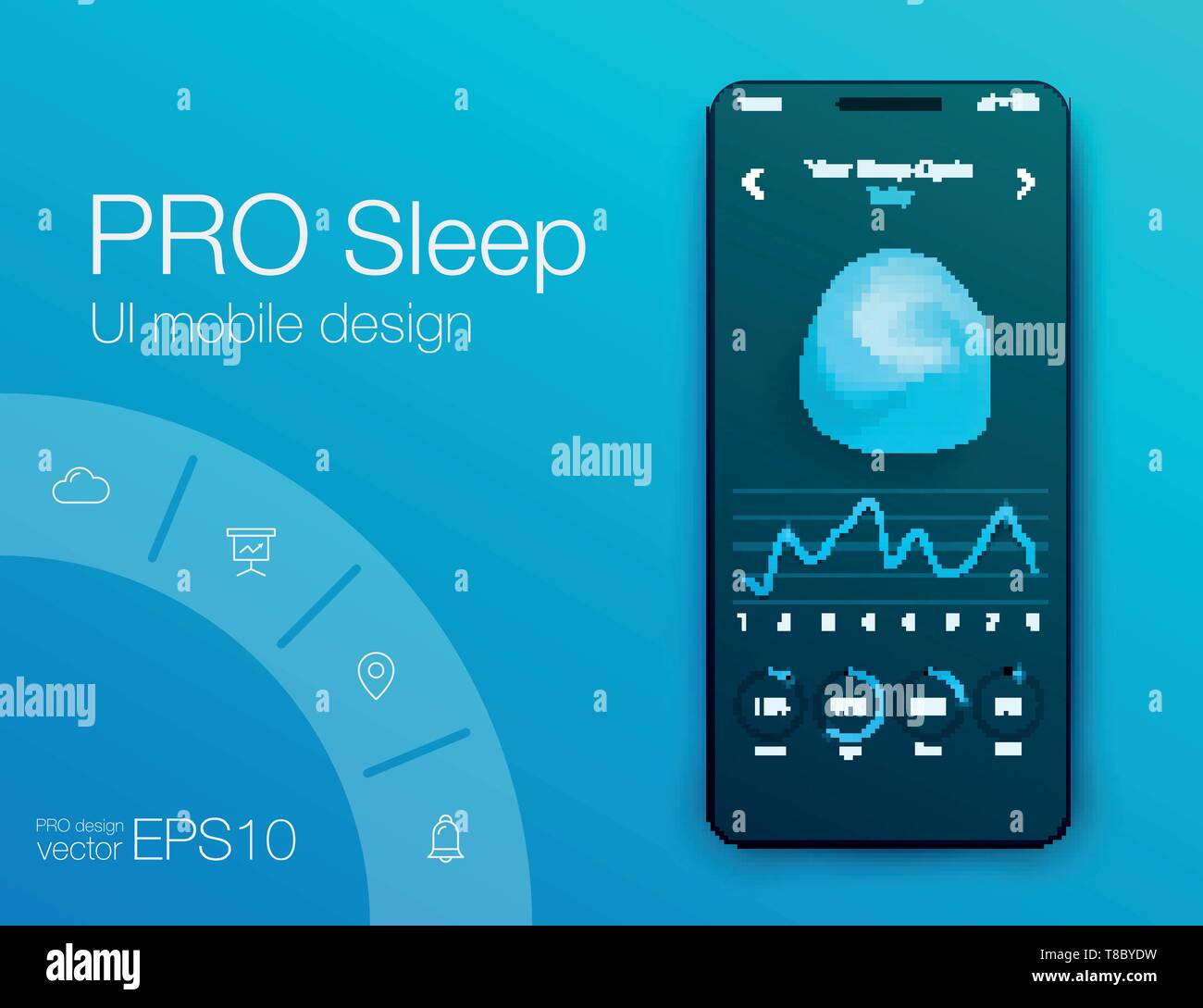 User interface with infographics with charts and graphs in flat design ...