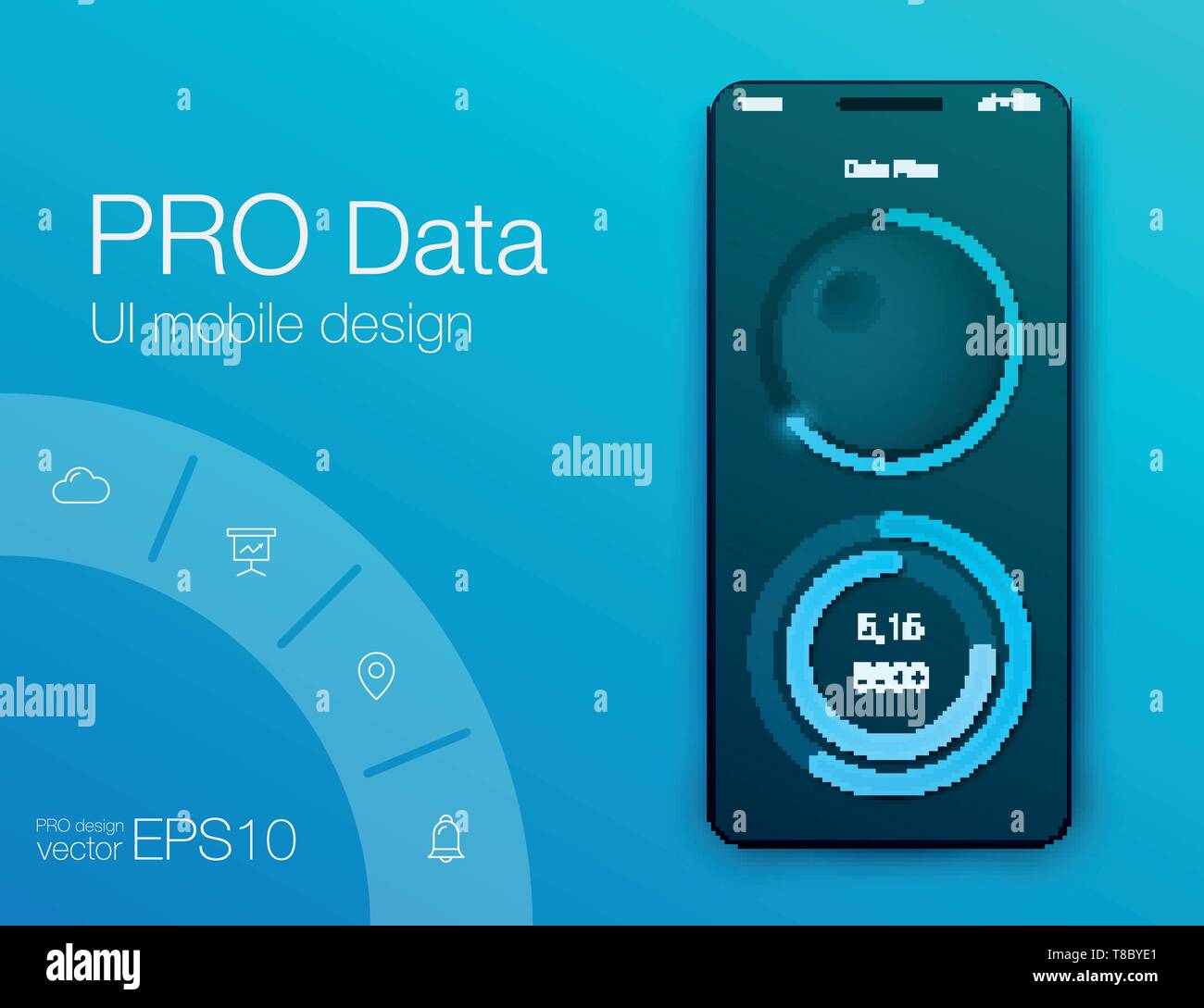 User interface with infographics with charts and graphs in flat design ...