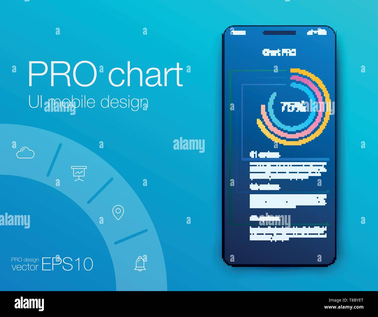 User interface with infographics with charts and graphs in flat design ...