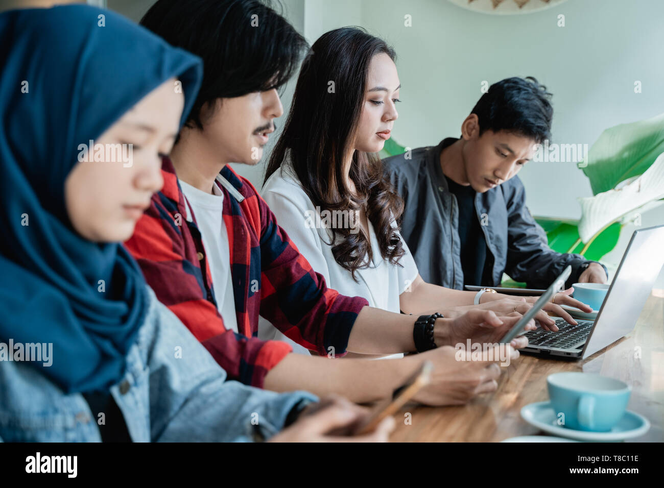 college student asian with friend in cafe Stock Photo - Alamy