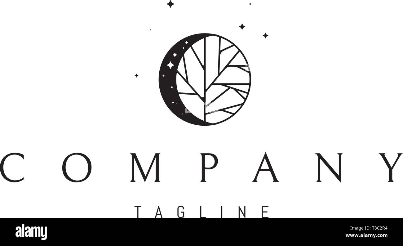 Abstract Moon tree black vector logo design Stock Vector Image & Art ...
