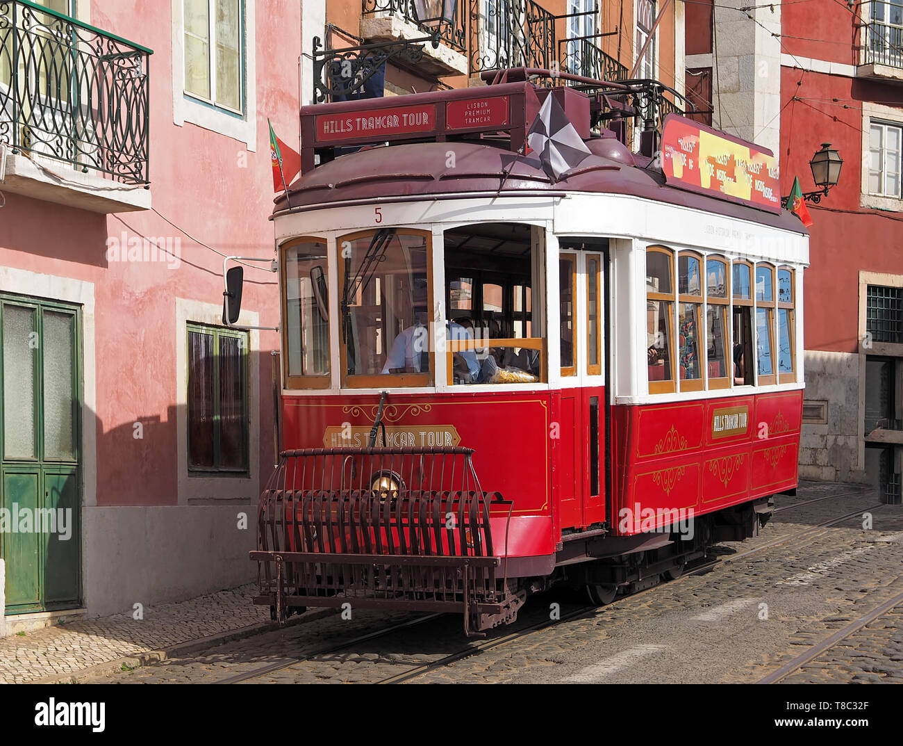 Red european tram hi-res stock photography and images - Alamy