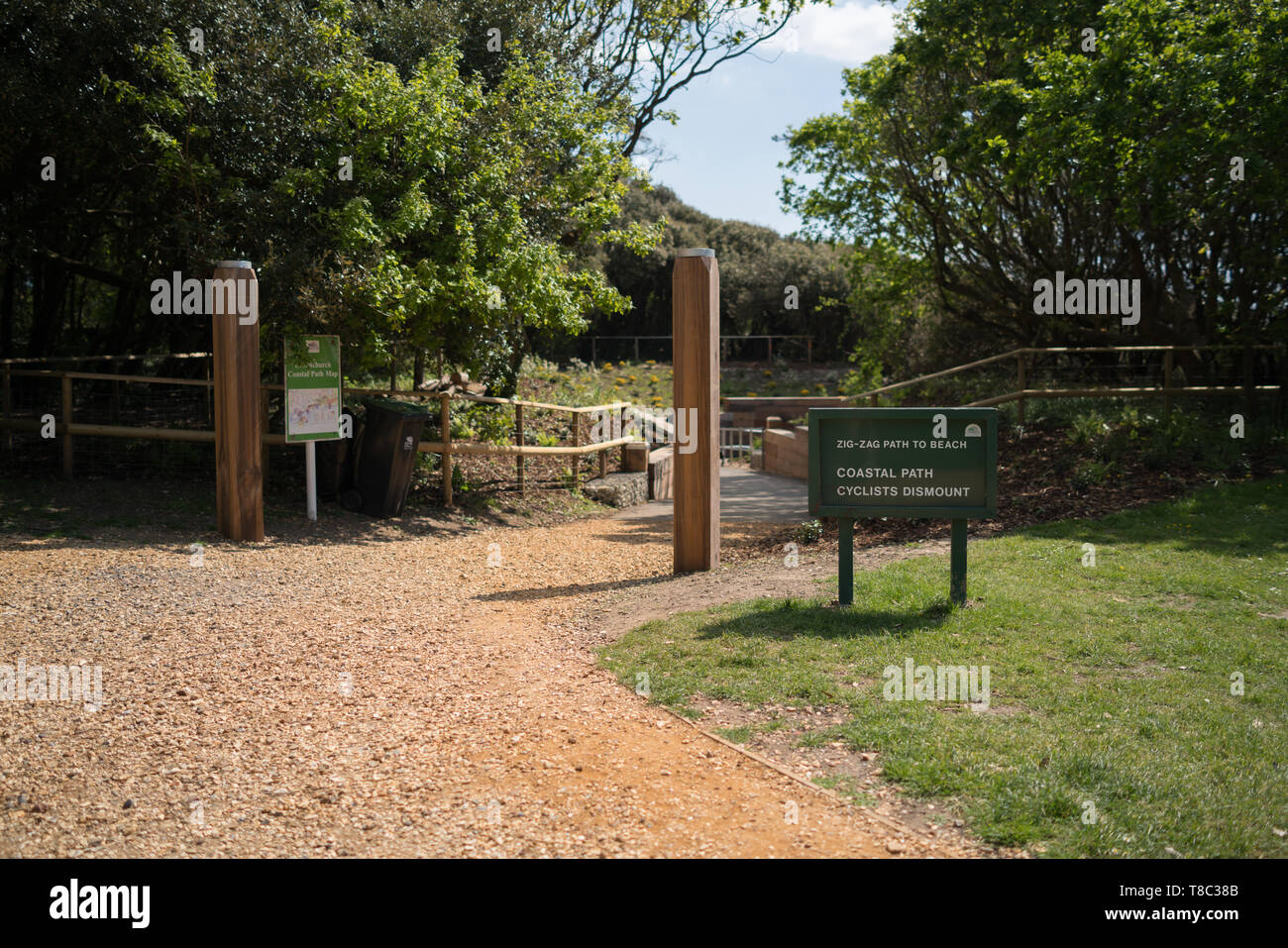 New zig-zag path from Highcliffe beach to Highcliffe Castle Stock Photo ...