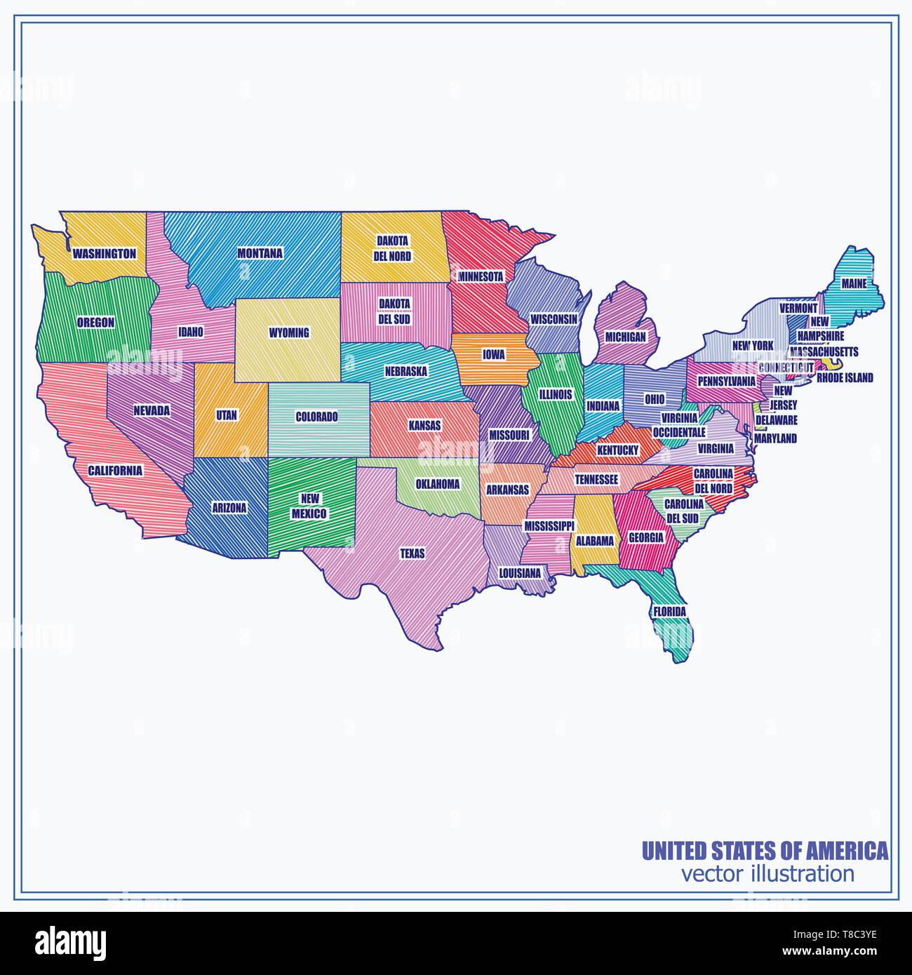 Map of USA with regions and infographic. Colorful illustration with map ...
