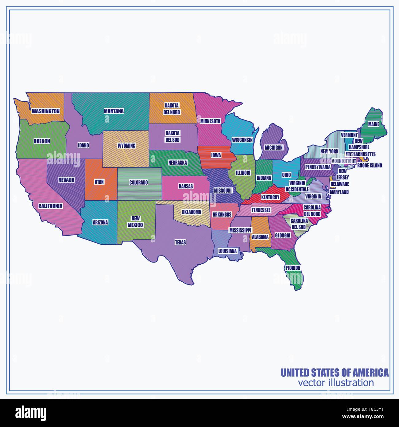 Map of USA with regions and infographic. Colorful illustration with map ...