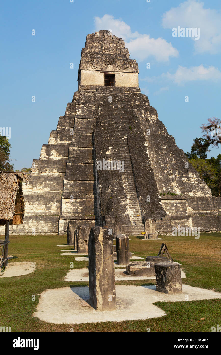 Mayan temple - the Jaguar temple, or Temple 1, the maya UNESCO world ...