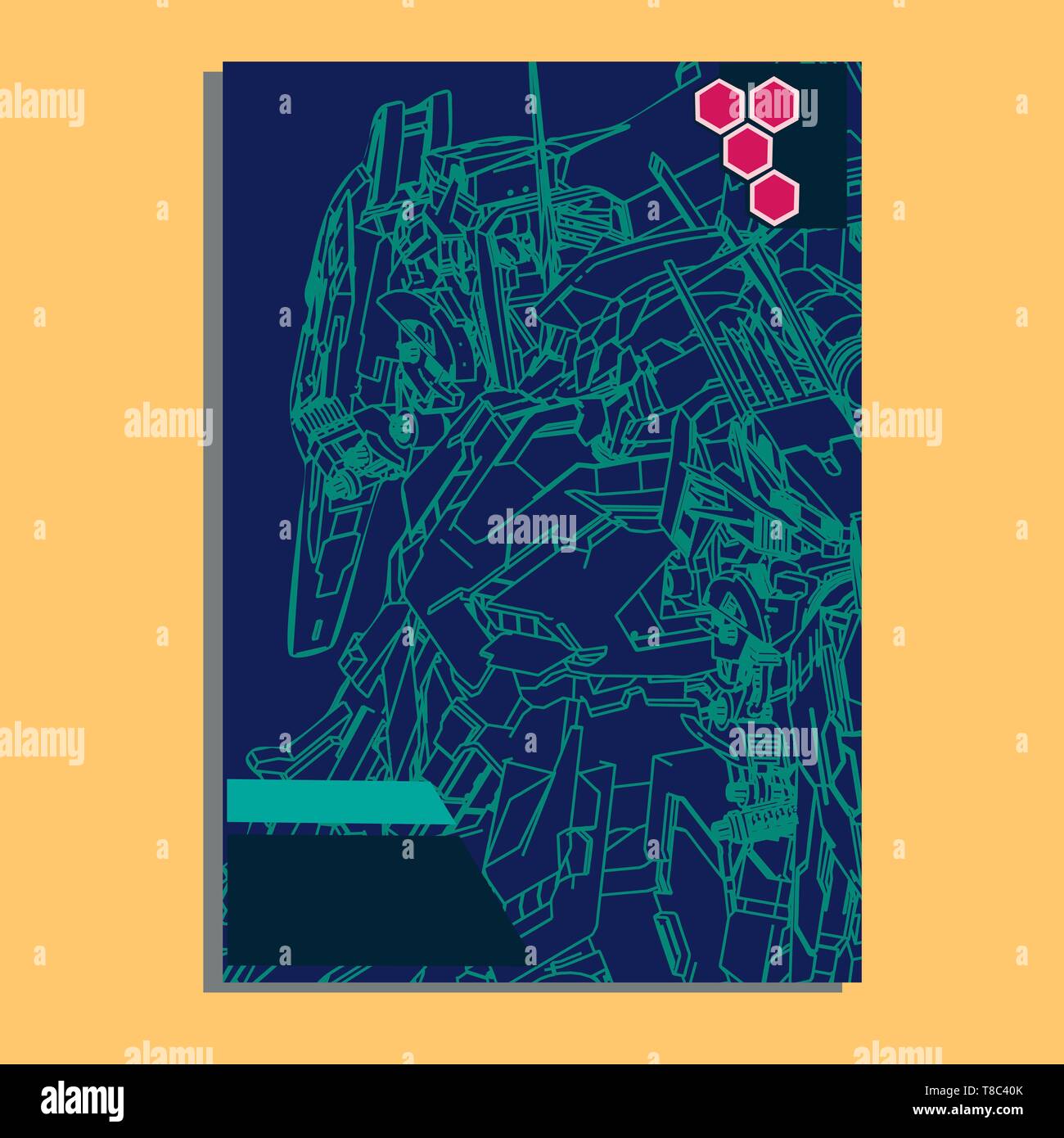 Vector illustration. robot sacred geometry. robot mock-up isolated ...