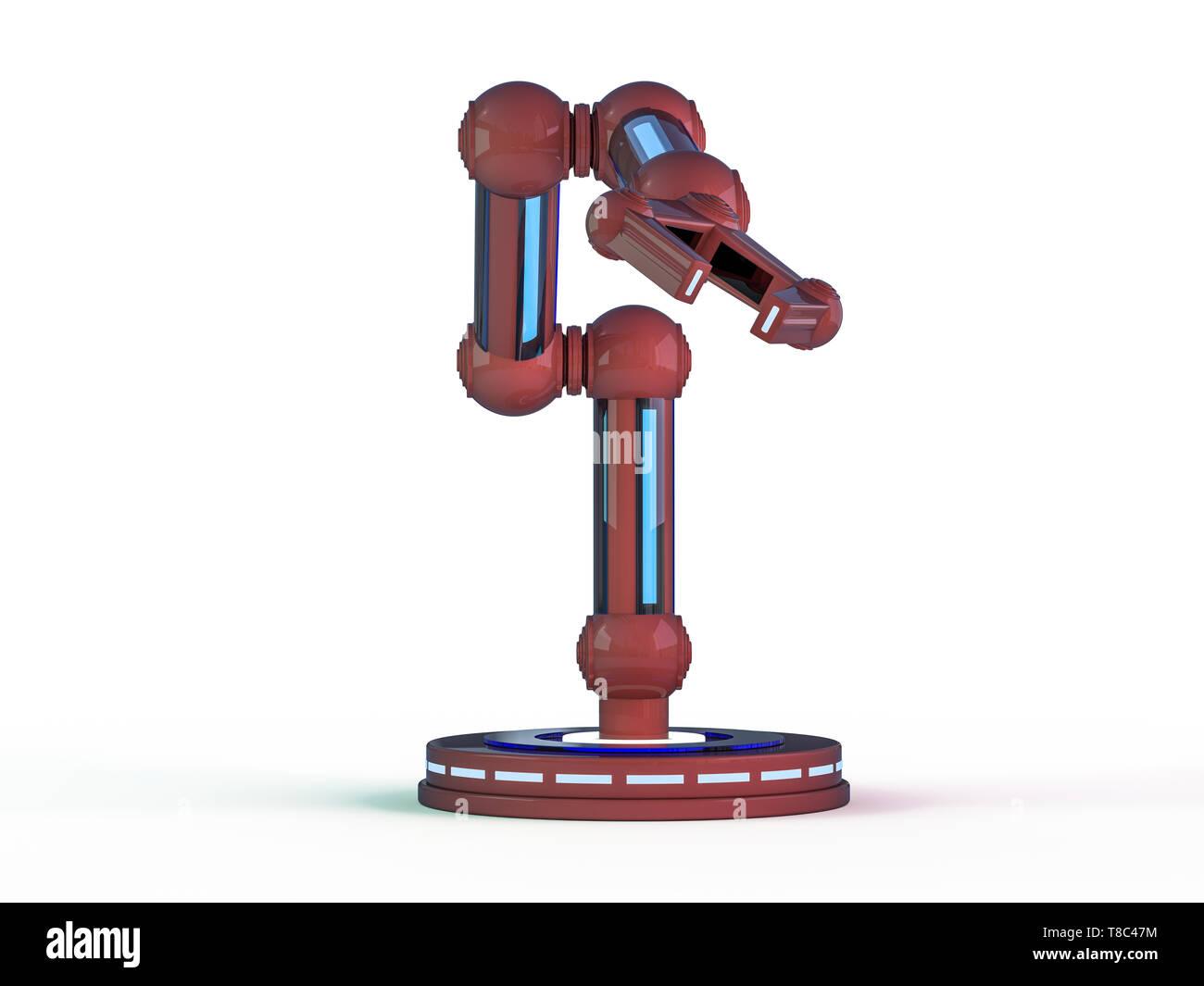 Plastic model of industrial red robotics arm Robot manipulator. 3D ...