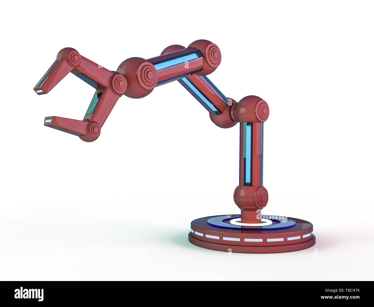 Plastic model of industrial red robotics arm Robot manipulator. 3D ...