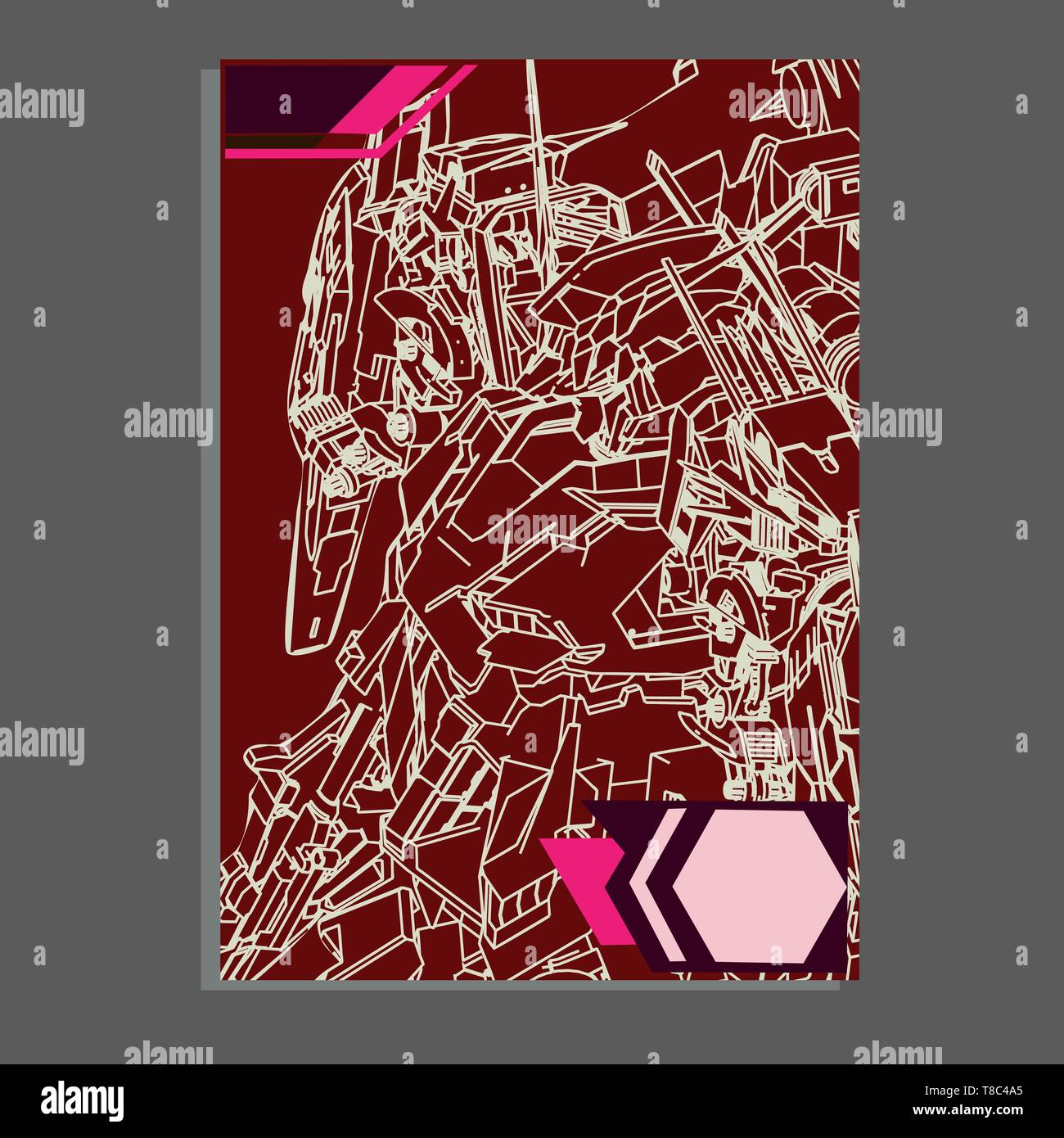 Vector illustration. robot sacred geometry. robot mock-up isolated ...