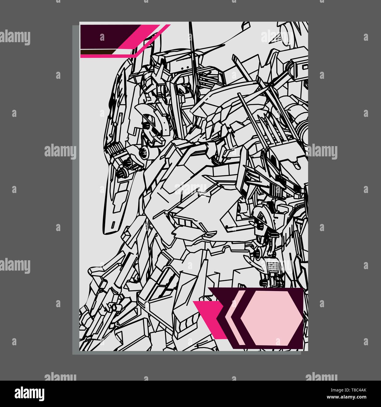 Vector illustration. robot sacred geometry. robot mock-up isolated ...