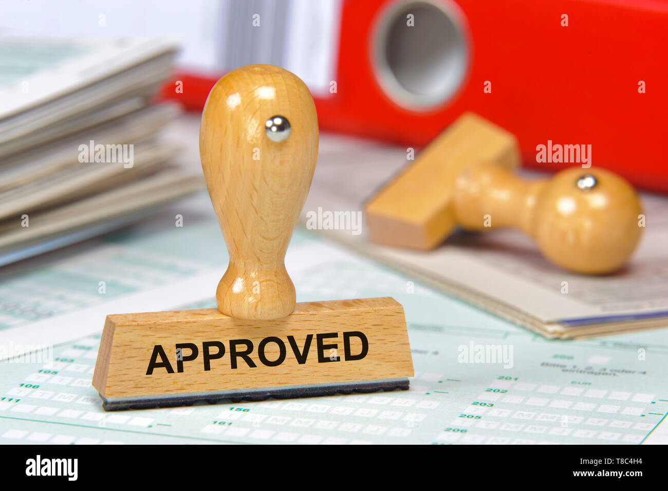 Approved printed on rubber stamp Stock Photo - Alamy