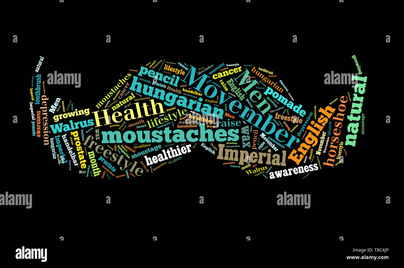 Moustaches shaped word cloud made of names for moustaches styles ...