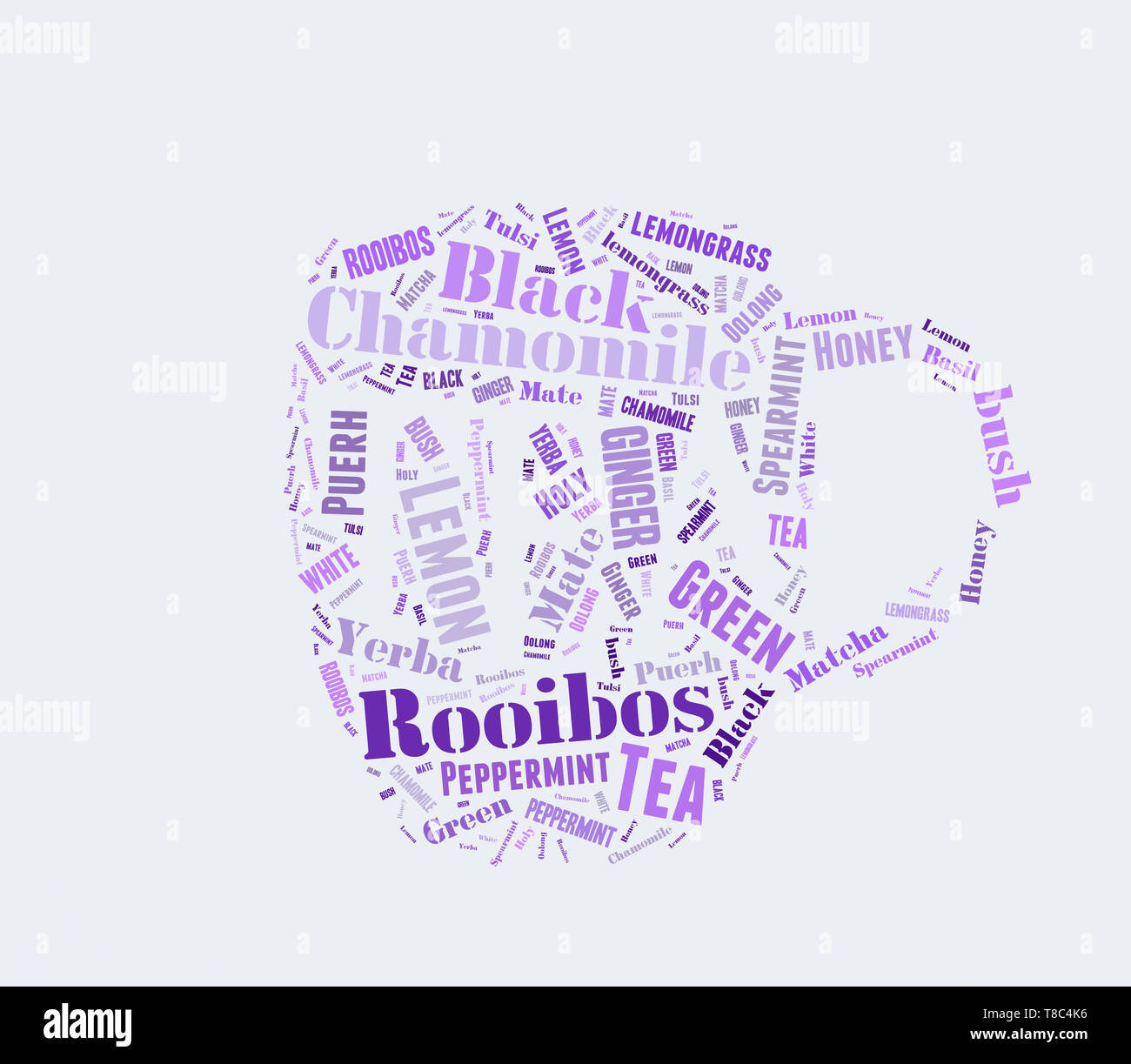 Tea mug word cloud Stock Photo - Alamy