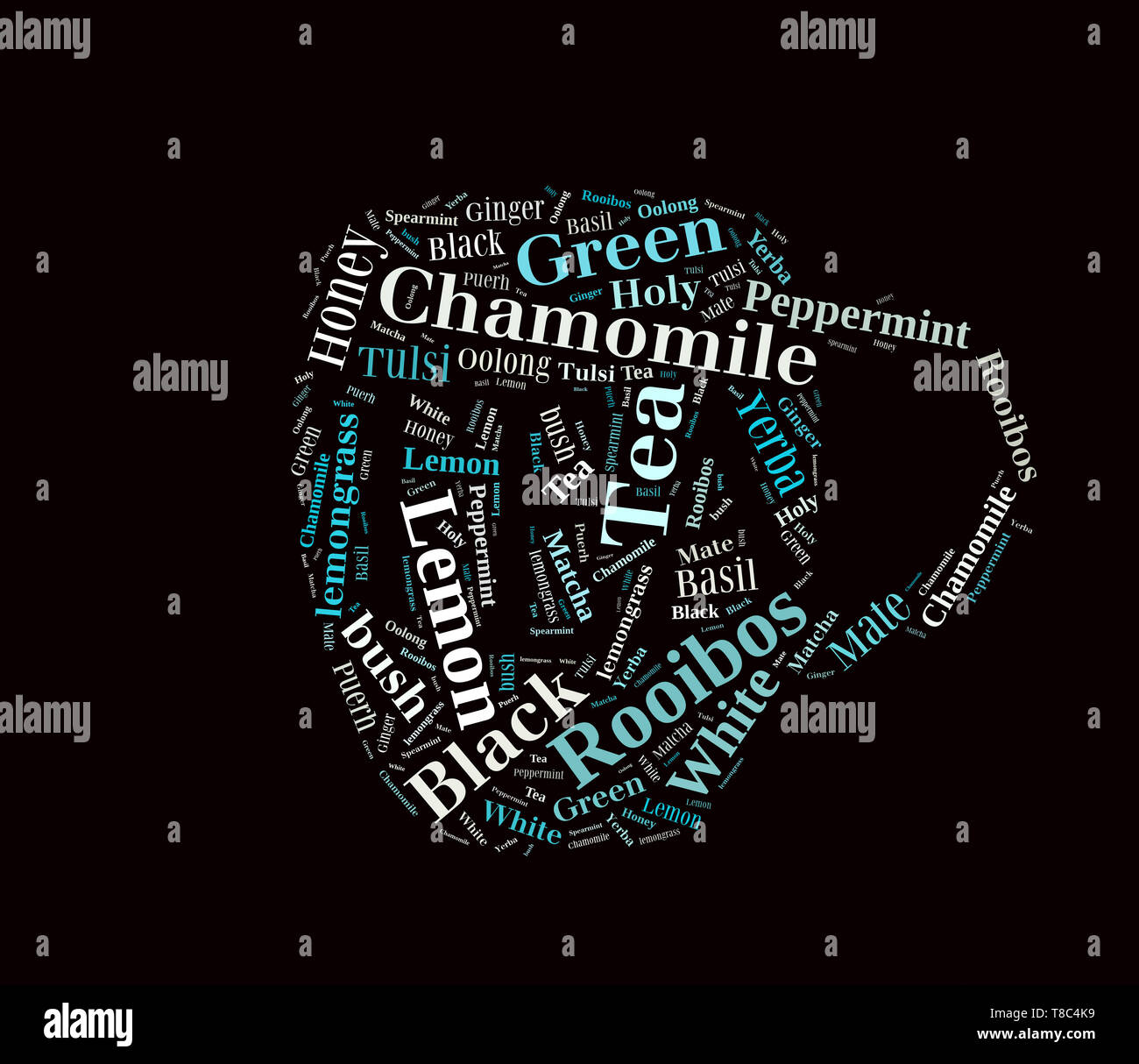 Tea mug word cloud Stock Photo - Alamy