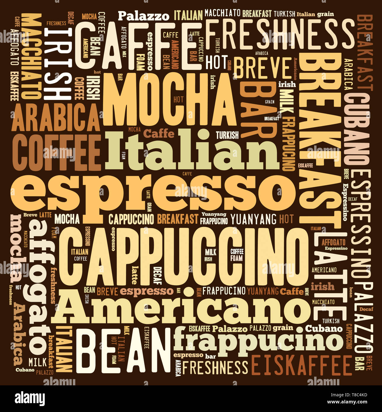 Word Cloud Of Words Related To Coffee Stock Photo Alamy