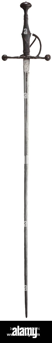 A German hand-and-a-half sword partly 16th century. With long rapier ...