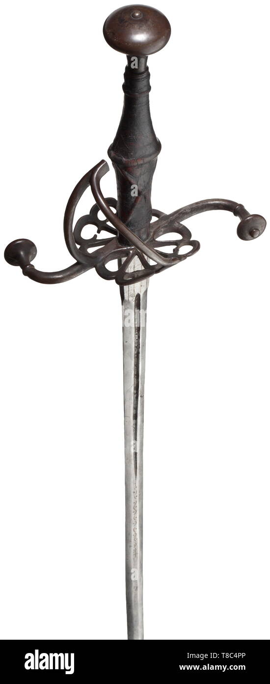 A German hand-and-a-half sword partly 16th century. With long rapier ...