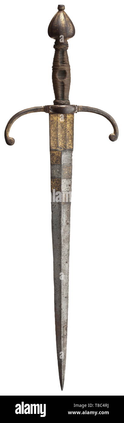 An Italian left-hand dagger, circa 1600 Wide, double-edged blade with ...