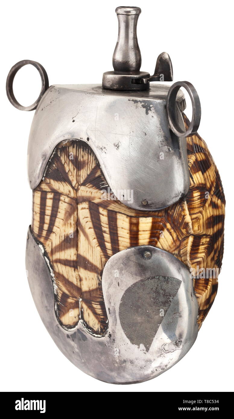 A European tortoise shell powder flask 18th/19th century. Silver ...