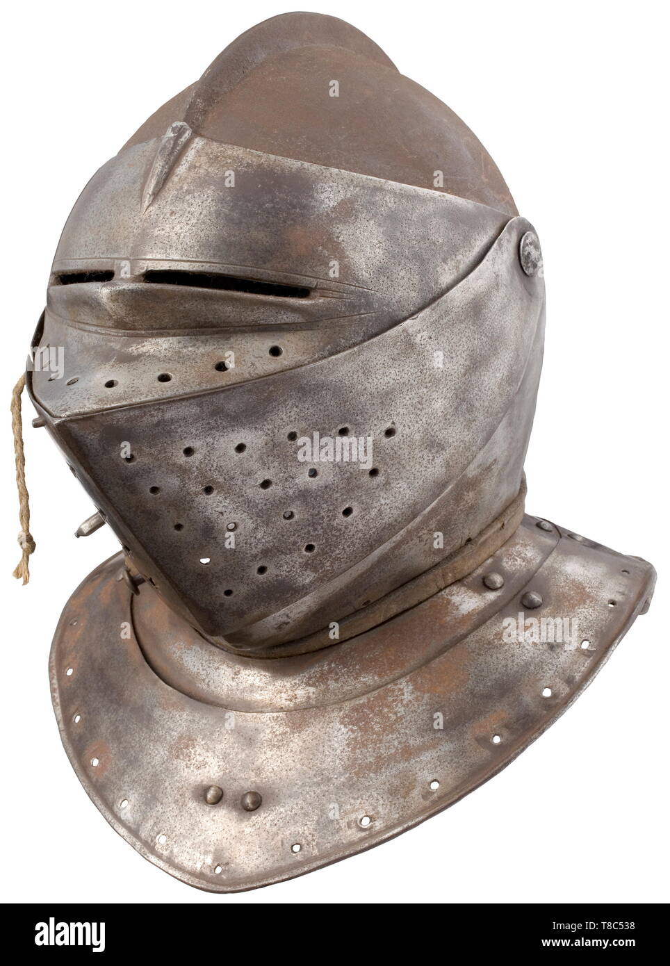 A closed helmet, German or Flemish, circa 1580 Heavy, one-piece forged ...