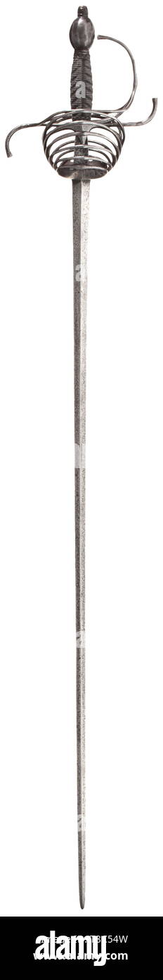 A rapier, German or Italian, circa 1630 Slender, distinctly ridged ...