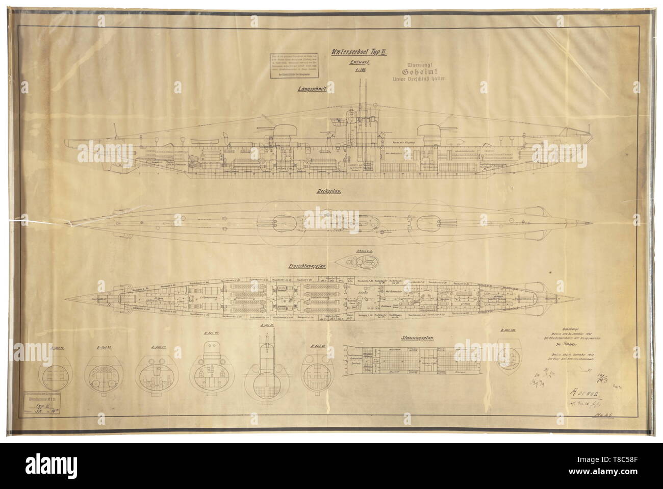 100 scale on transparent paper with longitudinal section hi-res stock ...