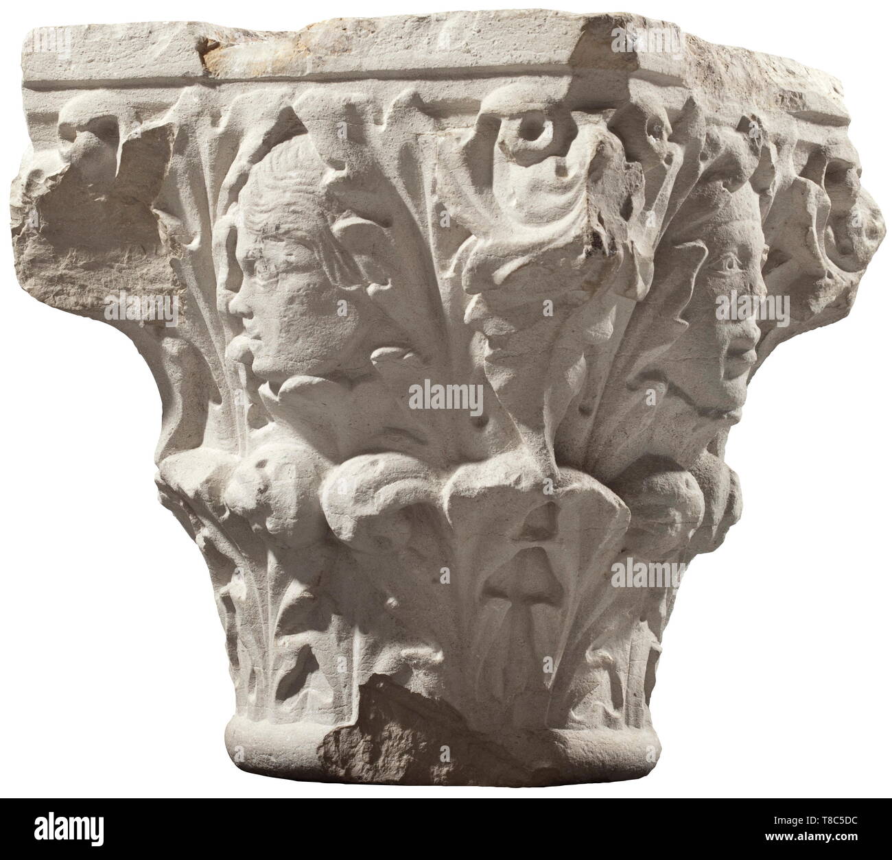 A North Italian Corinthian-style leaf capital, 14th century Light grey ...