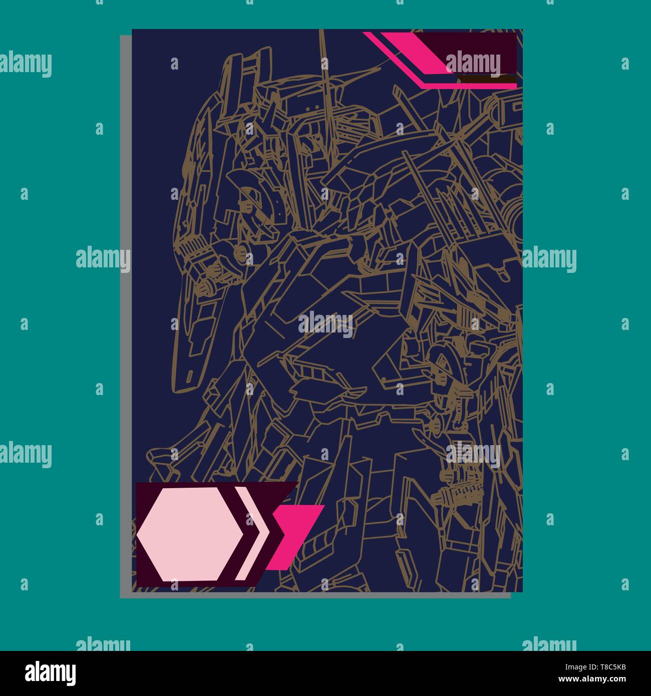 Vector illustration. robot sacred geometry. robot mock-up isolated ...