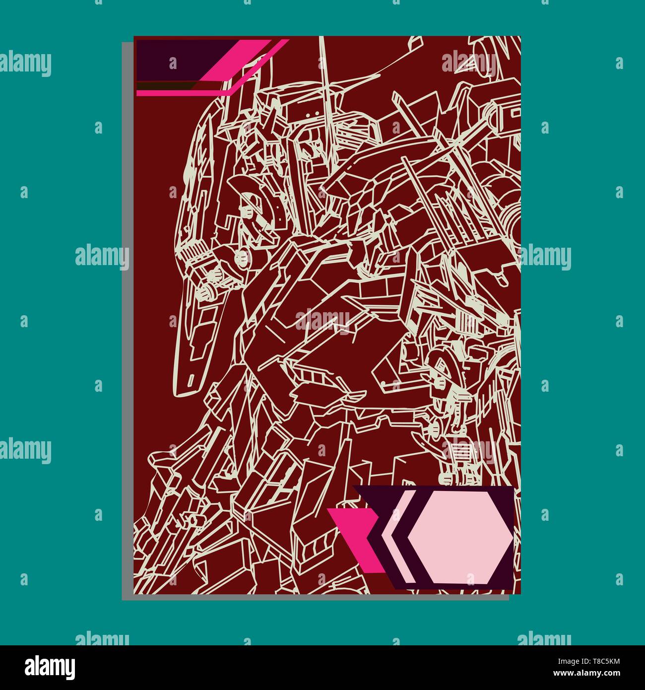 Vector illustration. robot sacred geometry. robot mock-up isolated ...