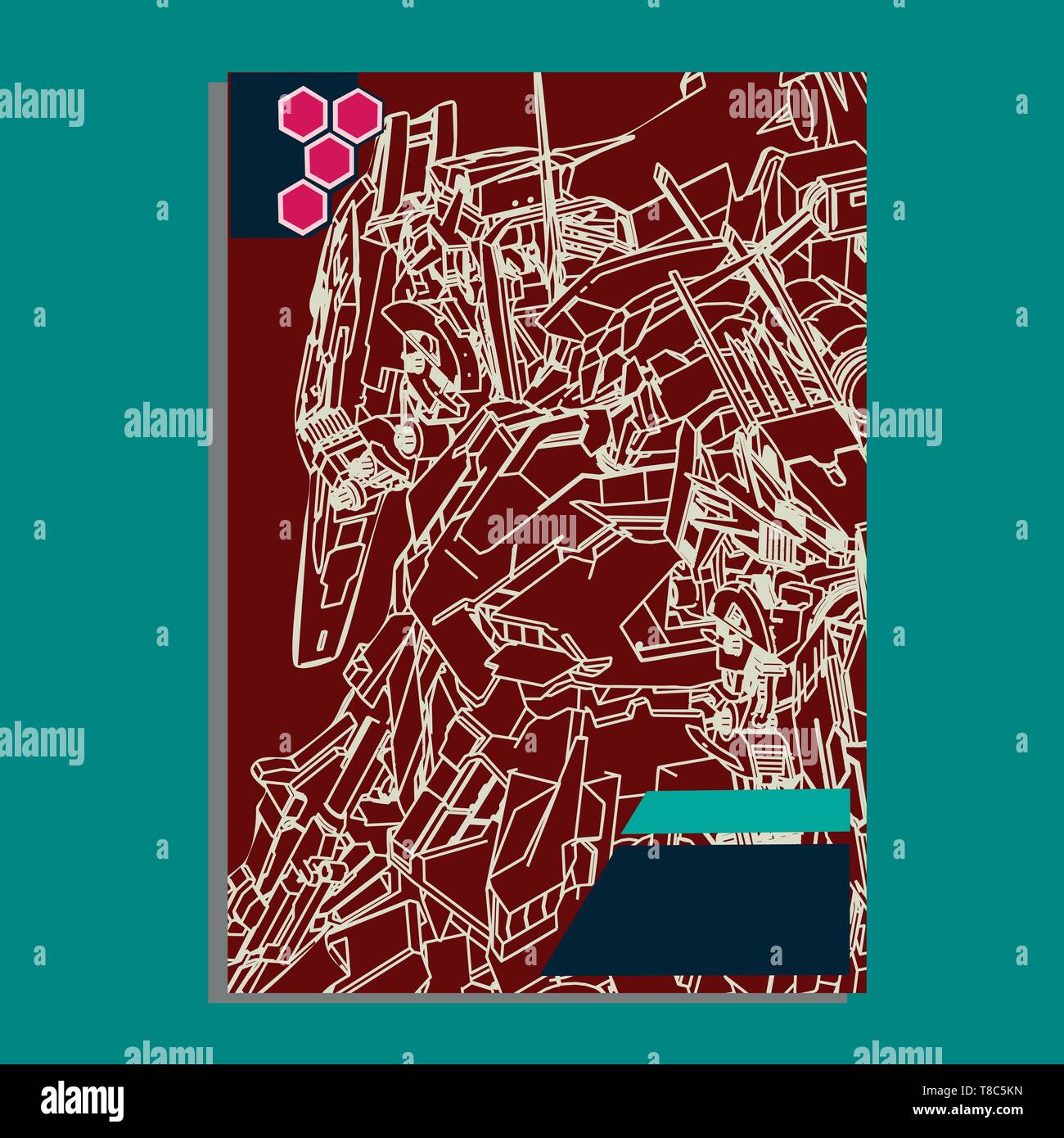 Vector illustration. robot sacred geometry. robot mock-up isolated ...