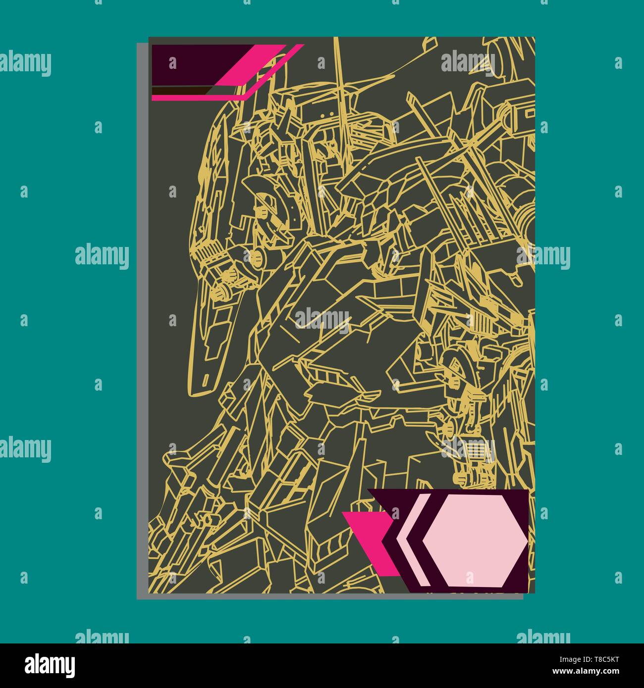 Vector illustration. robot sacred geometry. robot mock-up isolated ...