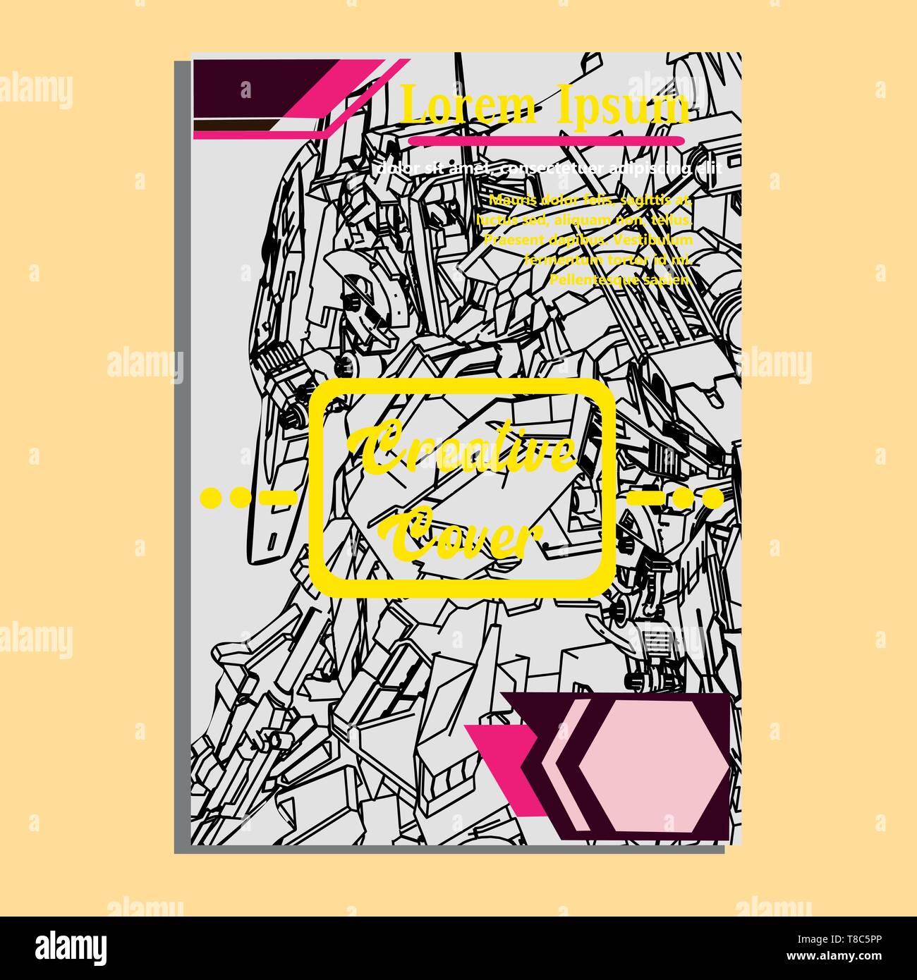 Vector illustration. robot sacred geometry. robot mock-up isolated ...