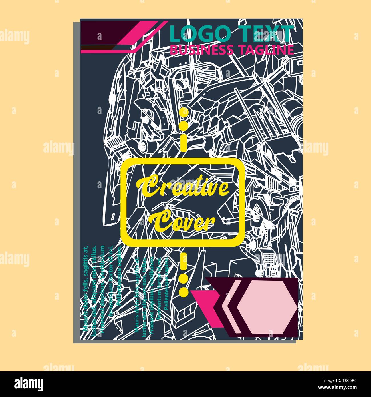 Vector illustration. robot sacred geometry. robot mock-up isolated ...